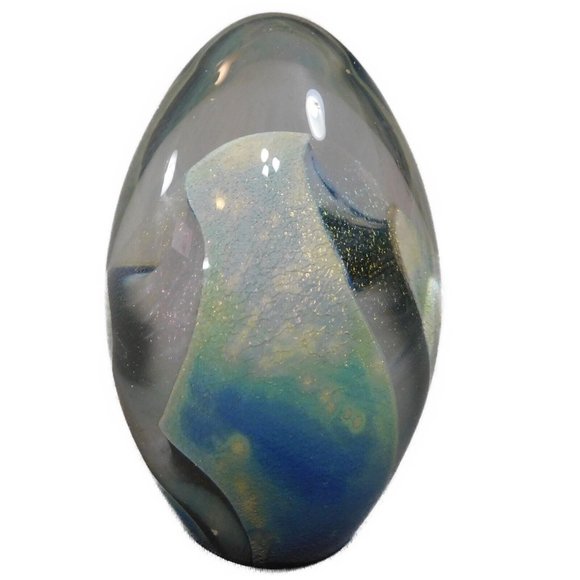 Robert Eickholt | Accents | Robert Eickholt Blue Abstract Art Glass Egg ...